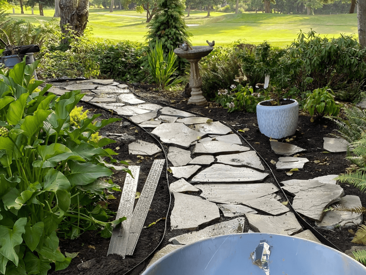 How To Install A Flagstone Garden Walkway- Garden path In 8 Simple ...